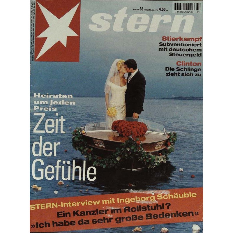 stern Heft Nr.33 / 6 August 1998 - Zeit der Gefühle Magazin
