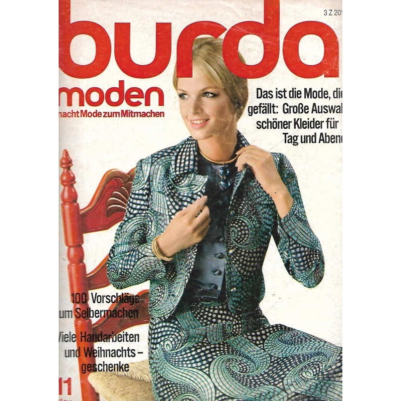 burda Moden 11/November 1970 - Ausgehkostüm Zeitschrift
