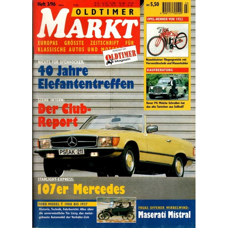 Oldtimer Markt Heft 3/März 1996 - 107er Mercedes Zeitschrift