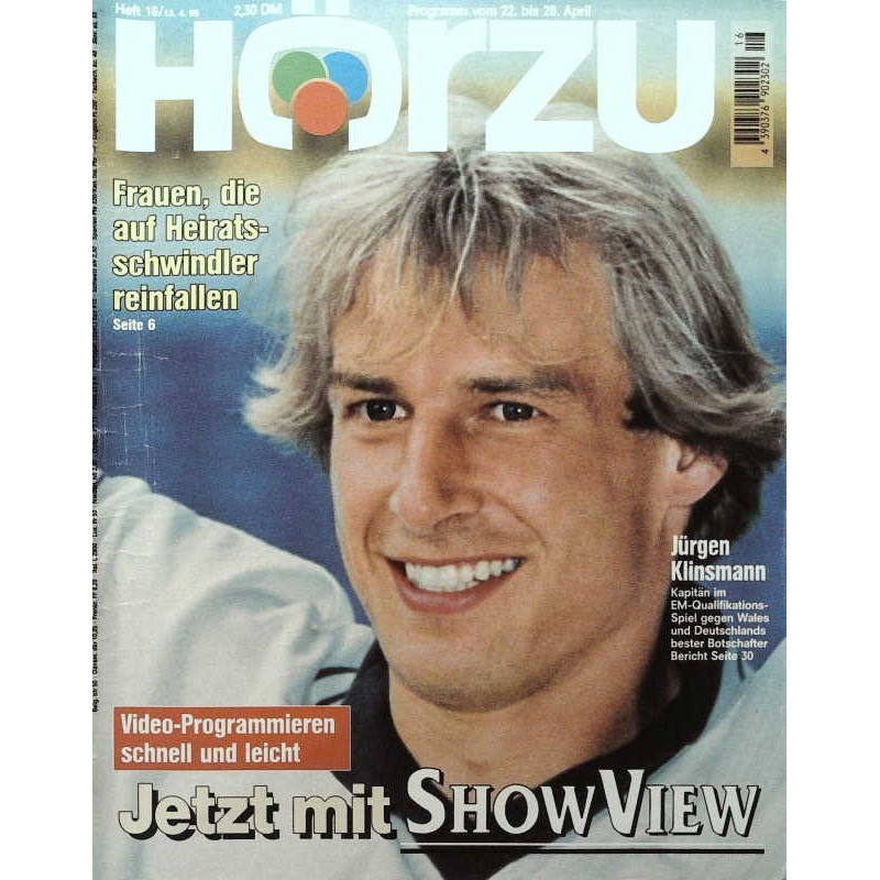HÖRZU 16 / 22 bis 28 April 1995 - Jürgen Klinsmann Zeitschrift