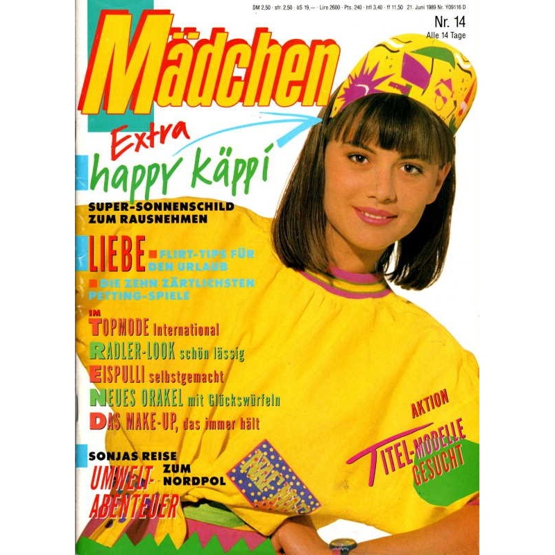 Mädchen Nr.14 / 21 Juni 1989 - Happy Käppi Zeitschrift