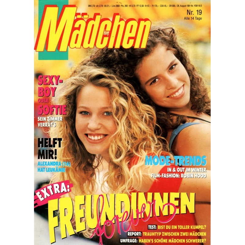 Mädchen Nr.19 / 28 August 1991 - Freundinnen forever Zeitschrift