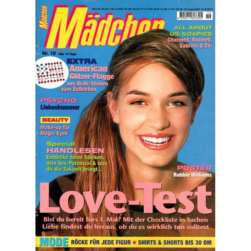 Mädchen Nr.19 / 29 Augsut 2001 - Love Test Zeitschrift