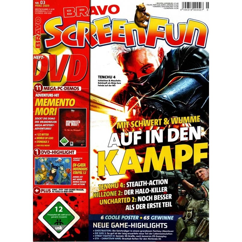 Bravo Screenfun Nr. 3 / März 2009 - Tenchu 4 Magazin inkl. CD